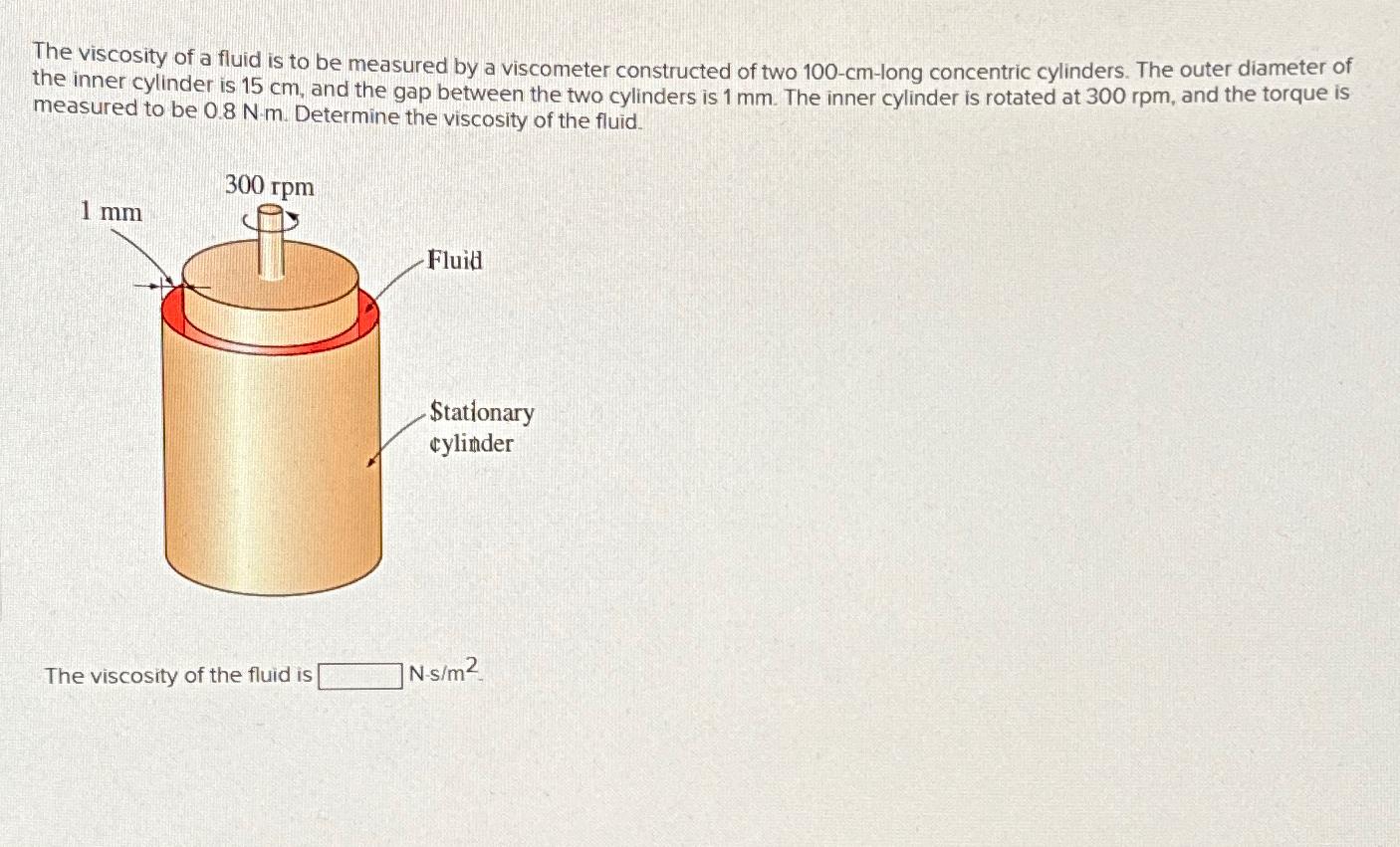 Solved The viscosity of a fluid is to be measured by a | Chegg.com