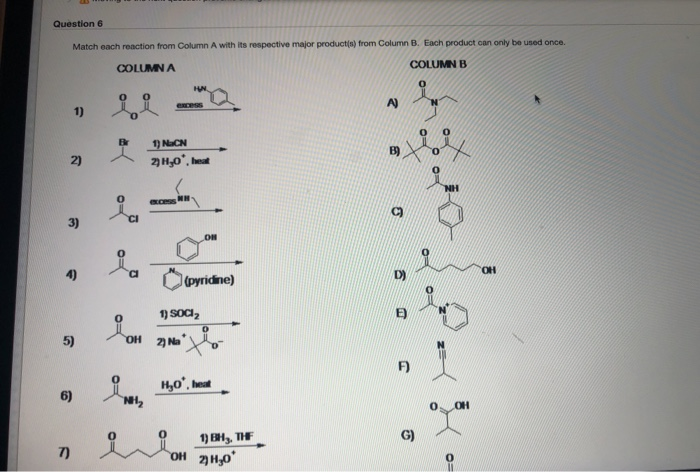 Solved match each reaction from column a with its respective | Chegg.com