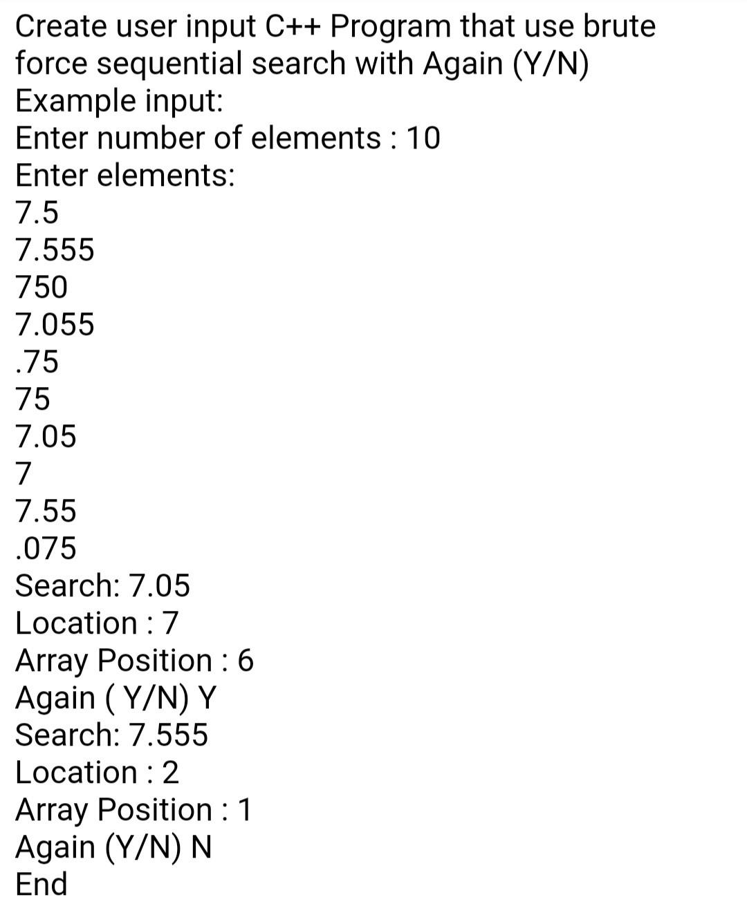 Solved Create user input C++ Program that use brute force | Chegg.com