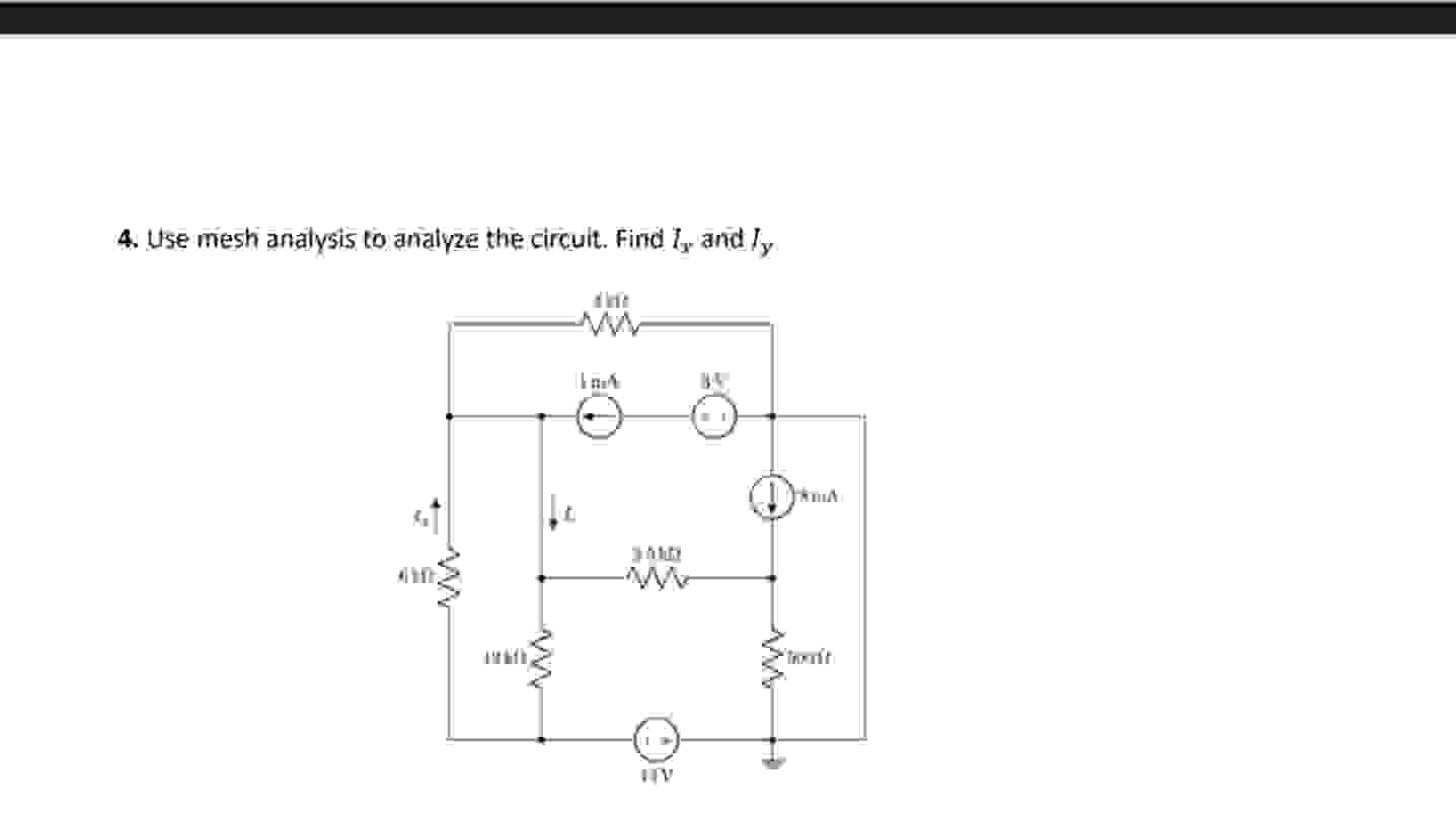 Solved Use mesh analysis to analyze the circuit. Find ly | Chegg.com