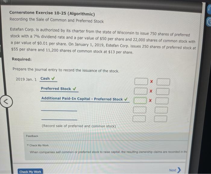 Solved Cornerstone Exercise 10-25 (Algorithmic) Recording | Chegg.com