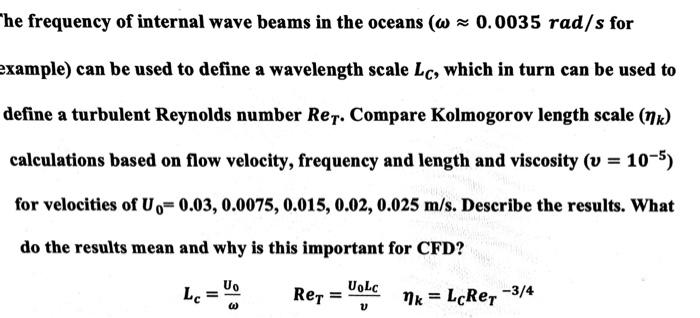 Solved he frequency of internal wave beams in the oceans | Chegg.com