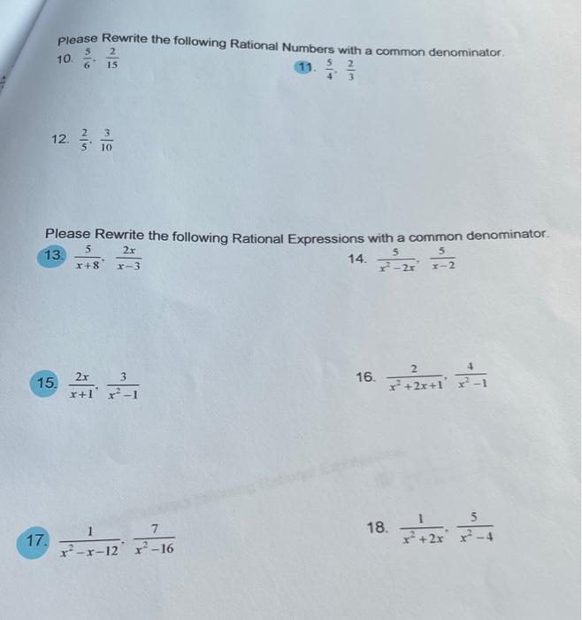 Solved 8. Please find the LCD of the following Rational | Chegg.com