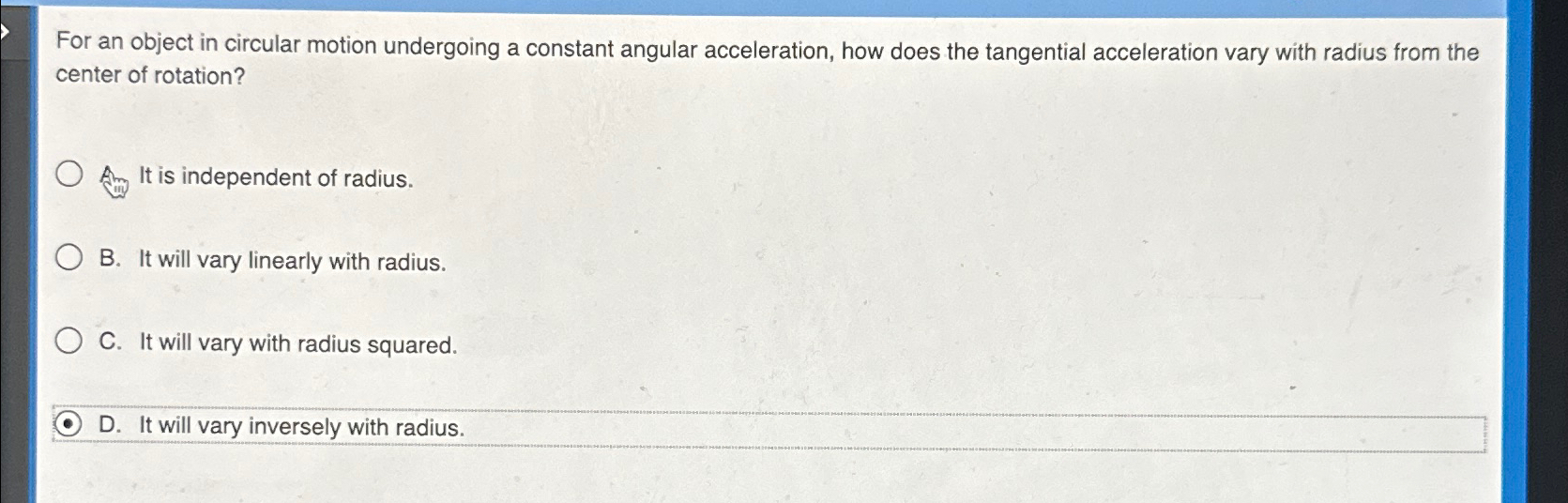 Solved For an object in circular motion undergoing a | Chegg.com