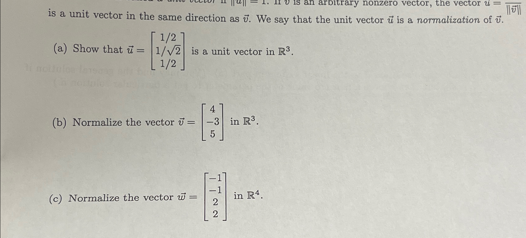 Solved is a unit vector in the same direction as vec(v). We | Chegg.com