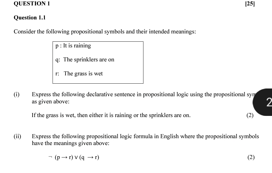 Solved QUESTION 1[25]Question 1.1Consider the following | Chegg.com