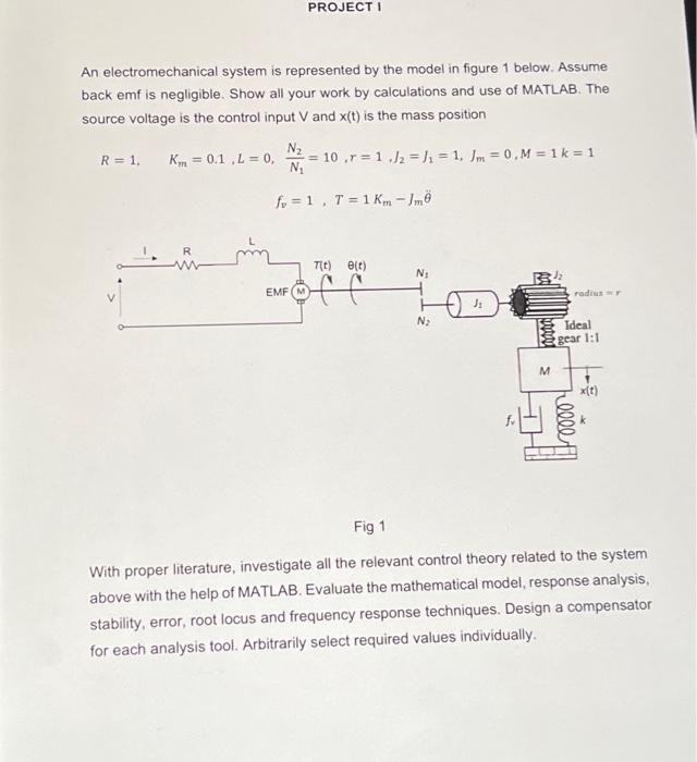 Solved An electromechanical system is represented by the | Chegg.com