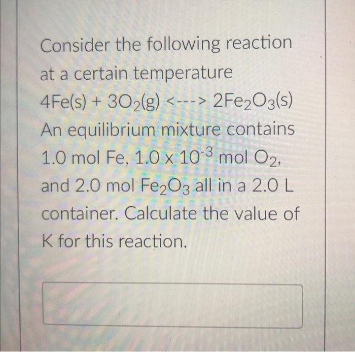 Solved Consider the following reaction at a certain | Chegg.com