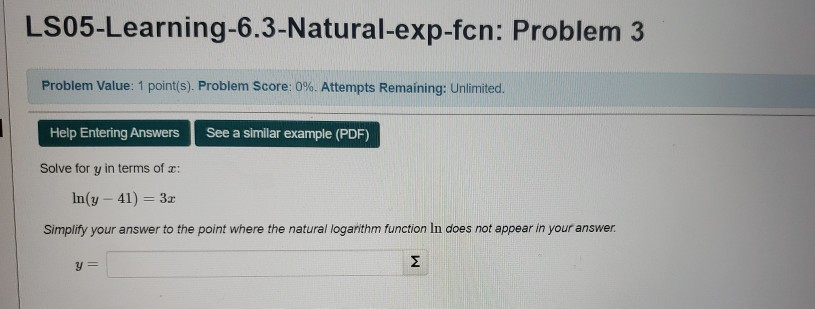 Solved LS05-Learning-6.3-Natural-exp-fcn: Problem 6 Problem | Chegg.com