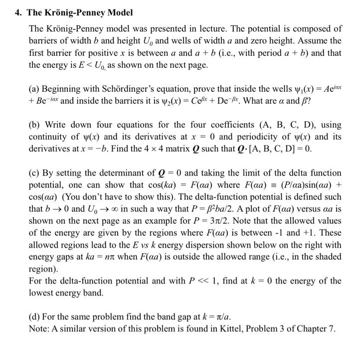 Solved The Krönig-Penney Model The Krönig-Penney model was | Chegg.com