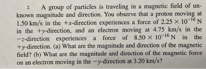 Solved 2. A group of particles is traveling in a magnetic | Chegg.com
