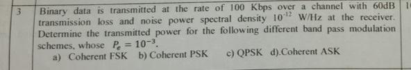 Binary data is transmitted at the rate of 100Kbps | Chegg.com