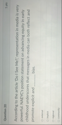 Solved Question 201 ﻿ptsAccording to the article 'Do I See | Chegg.com