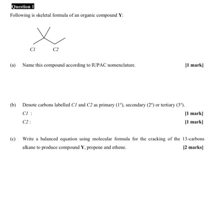Solved Following is skeletal formula of an organic compound | Chegg.com