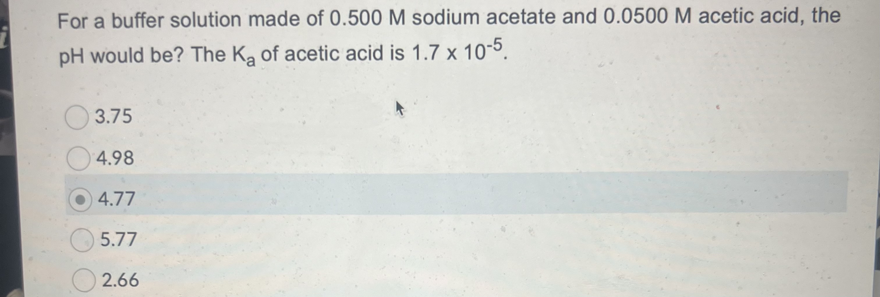 Solved For a buffer solution made of 0.500M ﻿sodium acetate | Chegg.com