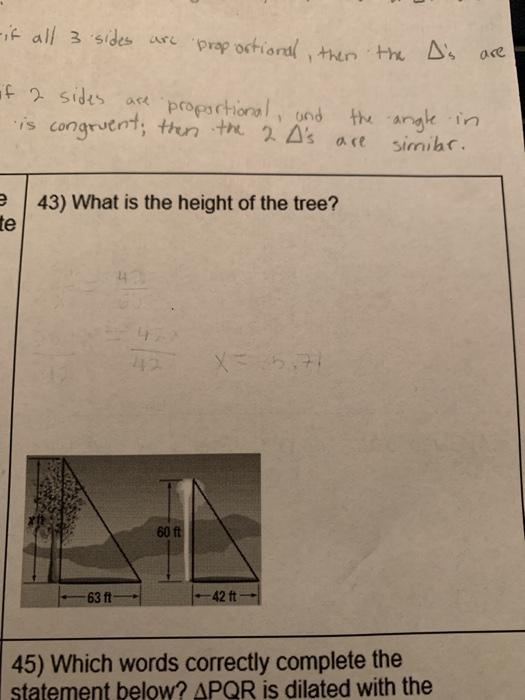 Solved -it all 3 sides are proportional, then the Dis are if | Chegg.com