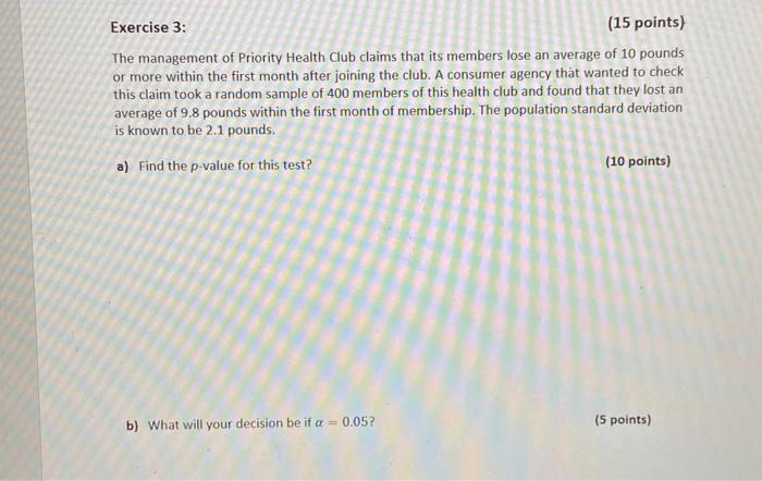 Solved Exercise 3: (15 points) The management of Priority | Chegg.com