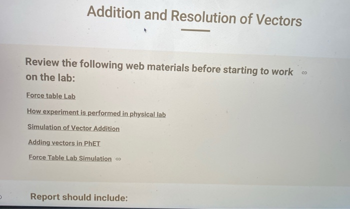 Solved Addition And Resolution Of Vectors Review The