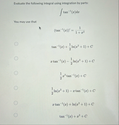 Solved Evaluate the following integral using integration by | Chegg.com