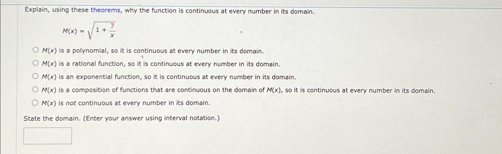 Solved Explain, using these theorems, why the function is | Chegg.com