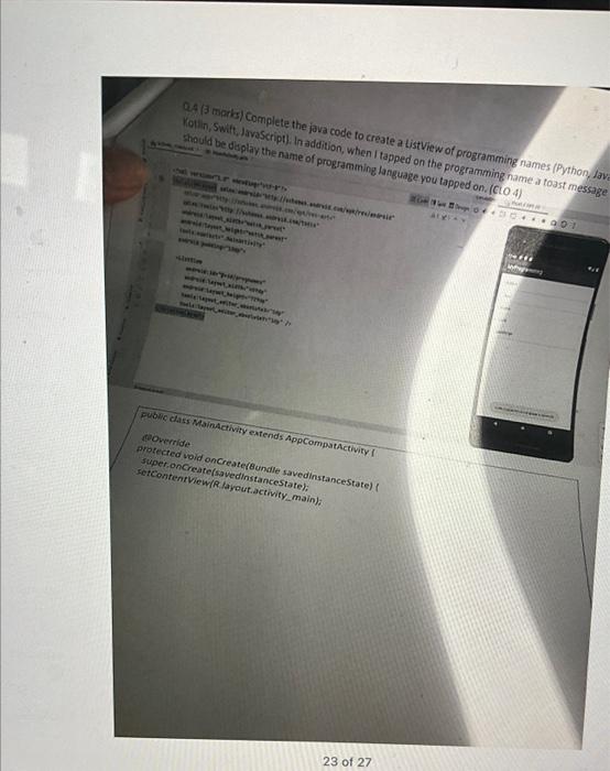 Q.A (3 meris) Complete the java code fo create a | Chegg.com