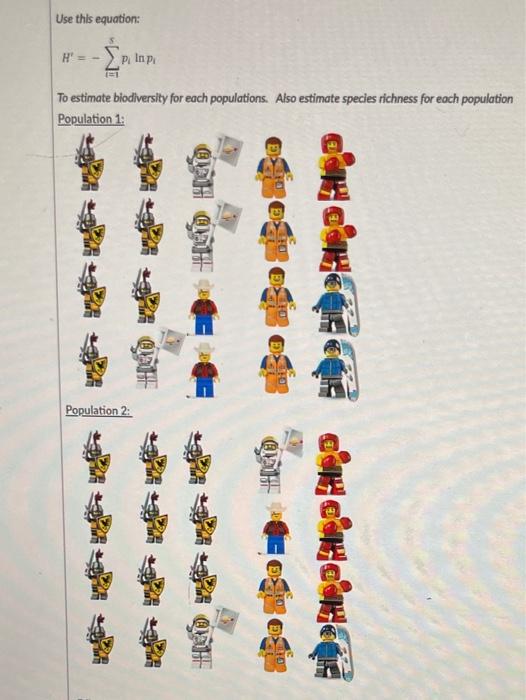 Solved Use this equation: Sep imp To estimate biodiversity | Chegg.com