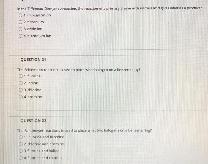 Solved In the Tiffeneau-Demjanov reaction, the reaction of a | Chegg.com