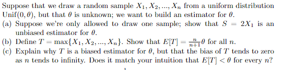 Solved Suppose that we draw a random sample x1,x2,dots,xn | Chegg.com
