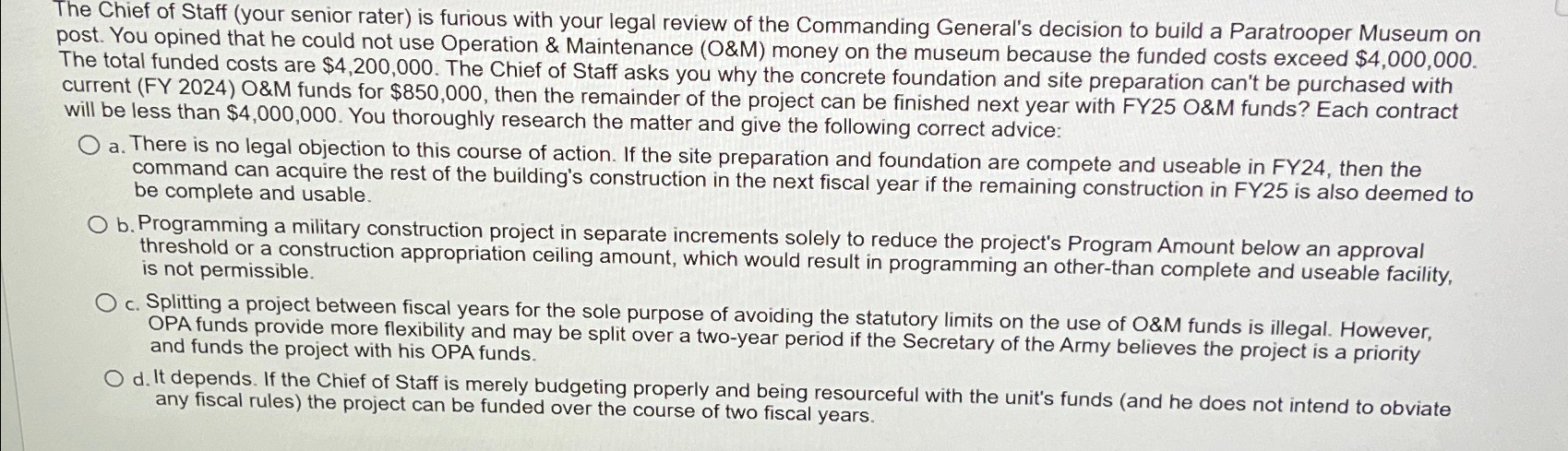 Solved The Chief of Staff (your senior rater) ﻿is furious | Chegg.com