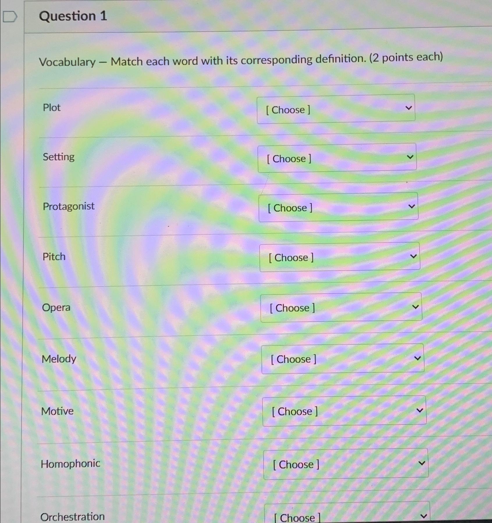 Solved Question 1Vocabulary - ﻿Match each word with its | Chegg.com