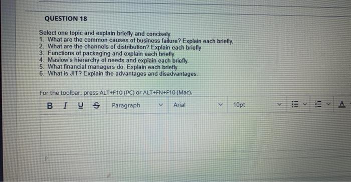 Solved Select one topic and explain briefly and concisely. | Chegg.com