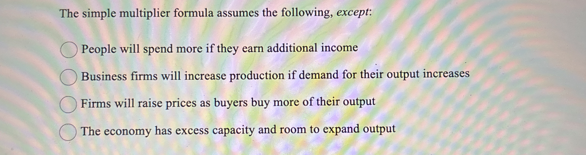 Solved The simple multiplier formula assumes the following, | Chegg.com