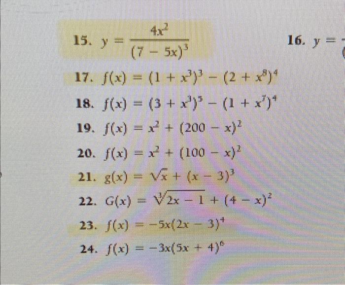 Solved EXERCISE SET 1.7 ПН. - Differentiate each function. | Chegg.com