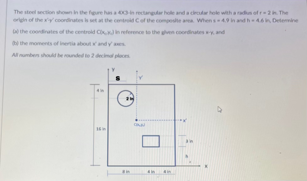 Solved The steel section shown in the figure has a 4×3-in | Chegg.com