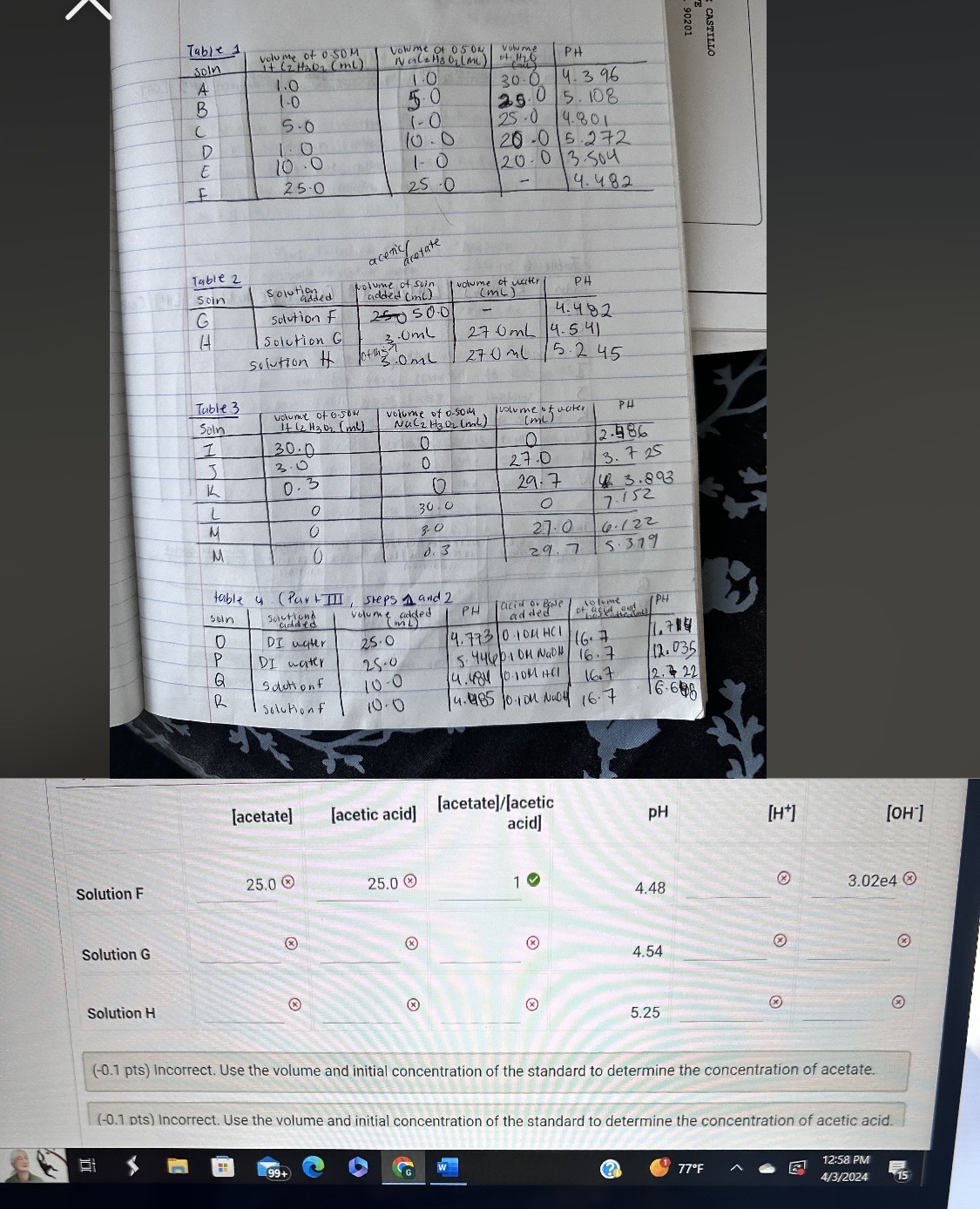 Table 3table 4 Part Iii Steps 1 ﻿and 2solution