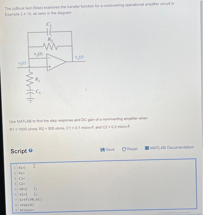 Solved The zyBook text (Nise) examines the transfer function | Chegg.com