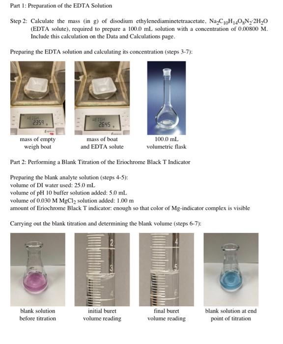 Solved Part 1: Preparation of the EDTA Solution Step 2: | Chegg.com