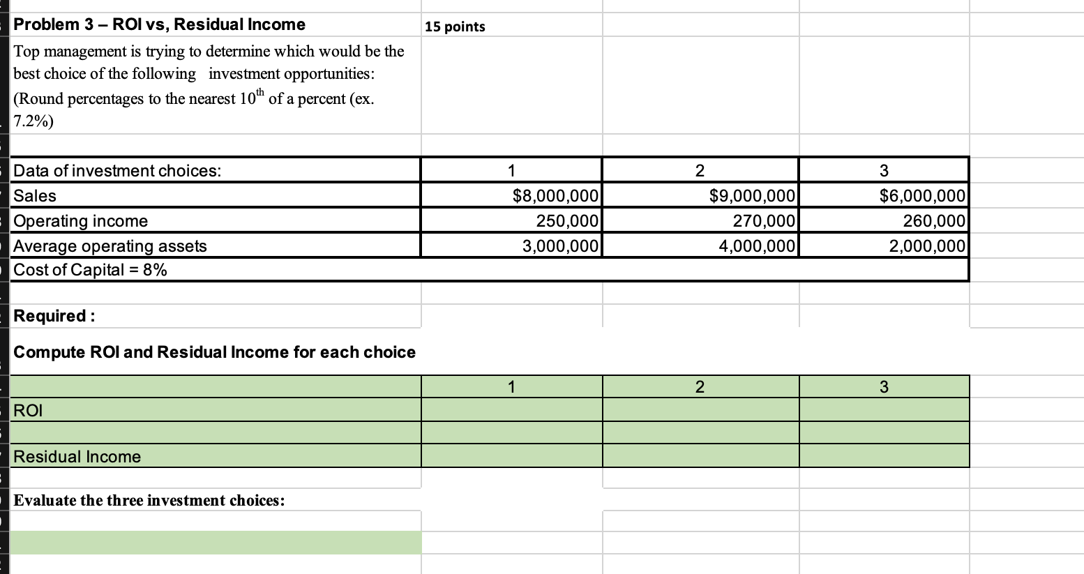 Solved Required :Compute ROI and Residual Income for each | Chegg.com