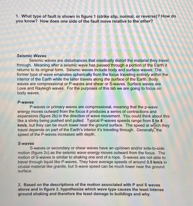 Solved Introduction Earthquakes generate shaking and | Chegg.com