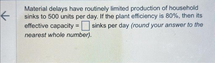 Solved Material delays have routinely limited production of | Chegg.com
