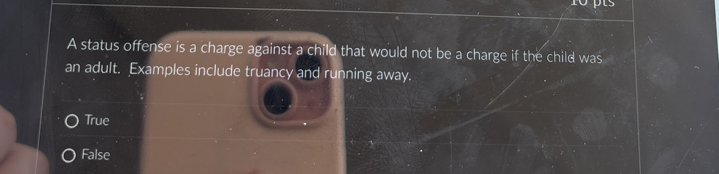 Solved A status offense is a charge against a child that | Chegg.com