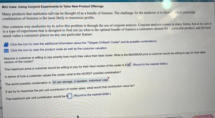 Solved Mini Case: Using Conjoint Experiments to Tailor New | Chegg.com