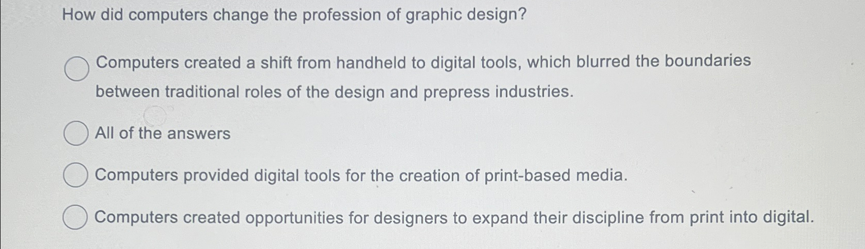 Solved How did computers change the profession of graphic | Chegg.com