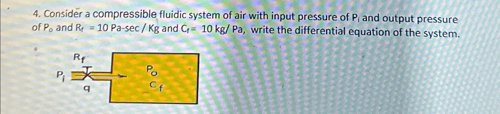 Solved Consider a compressible fluidic system of air with | Chegg.com