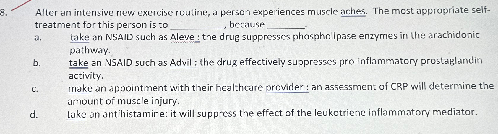 Solved After an intensive new exercise routine, a person | Chegg.com