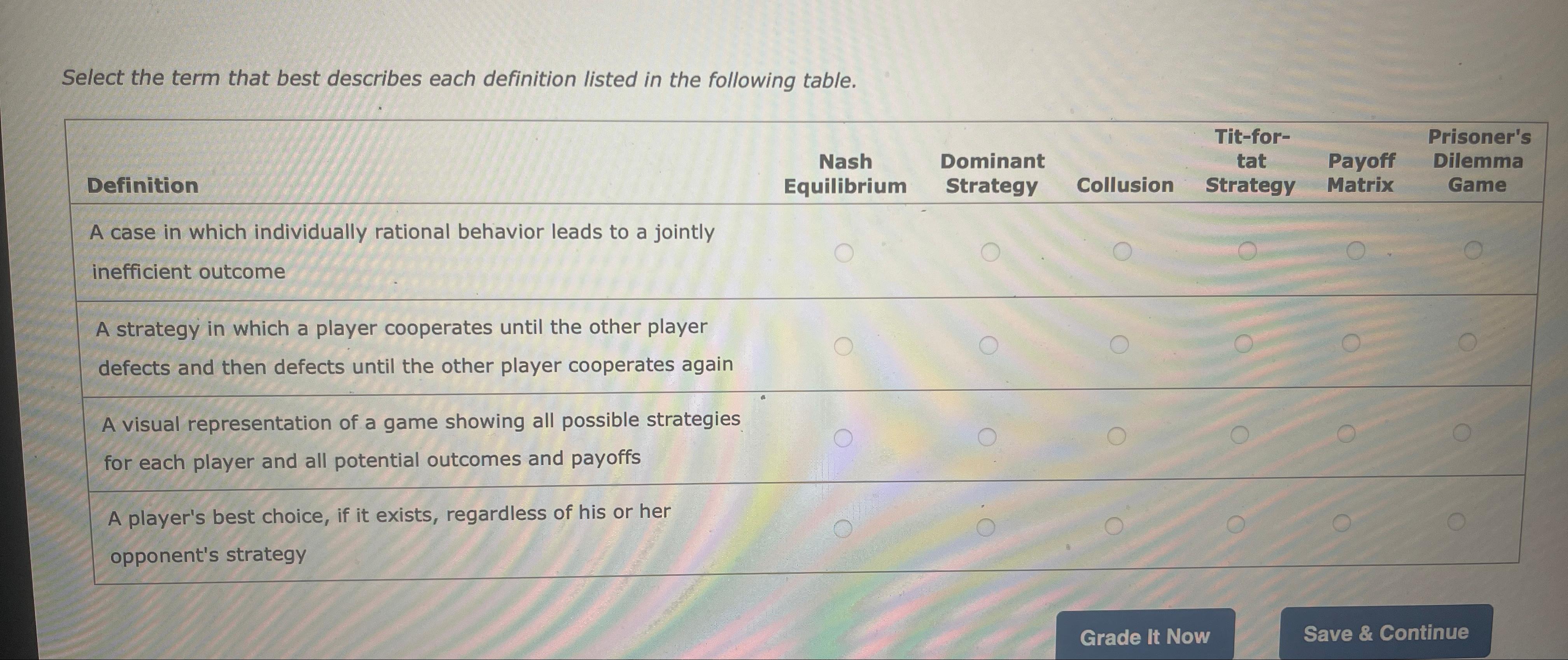 Solved Select the term that best describes each definition | Chegg.com