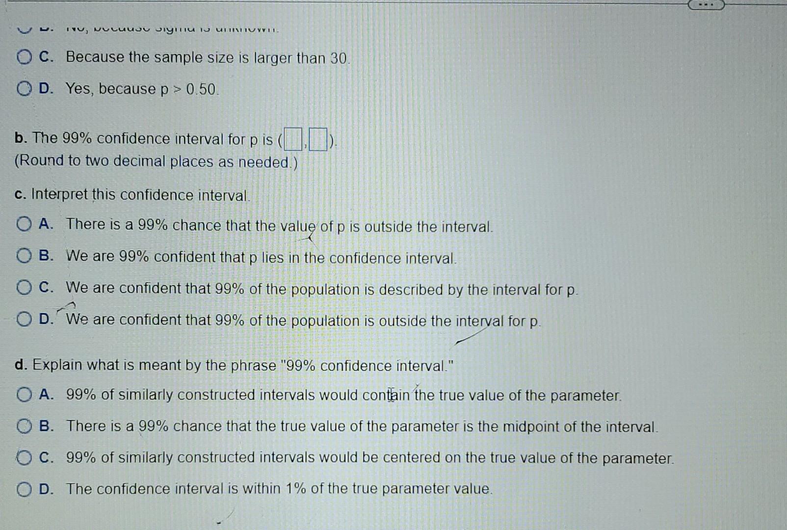 Solved A random sample of size n=100 yielded p^=0.50. a. Is | Chegg.com