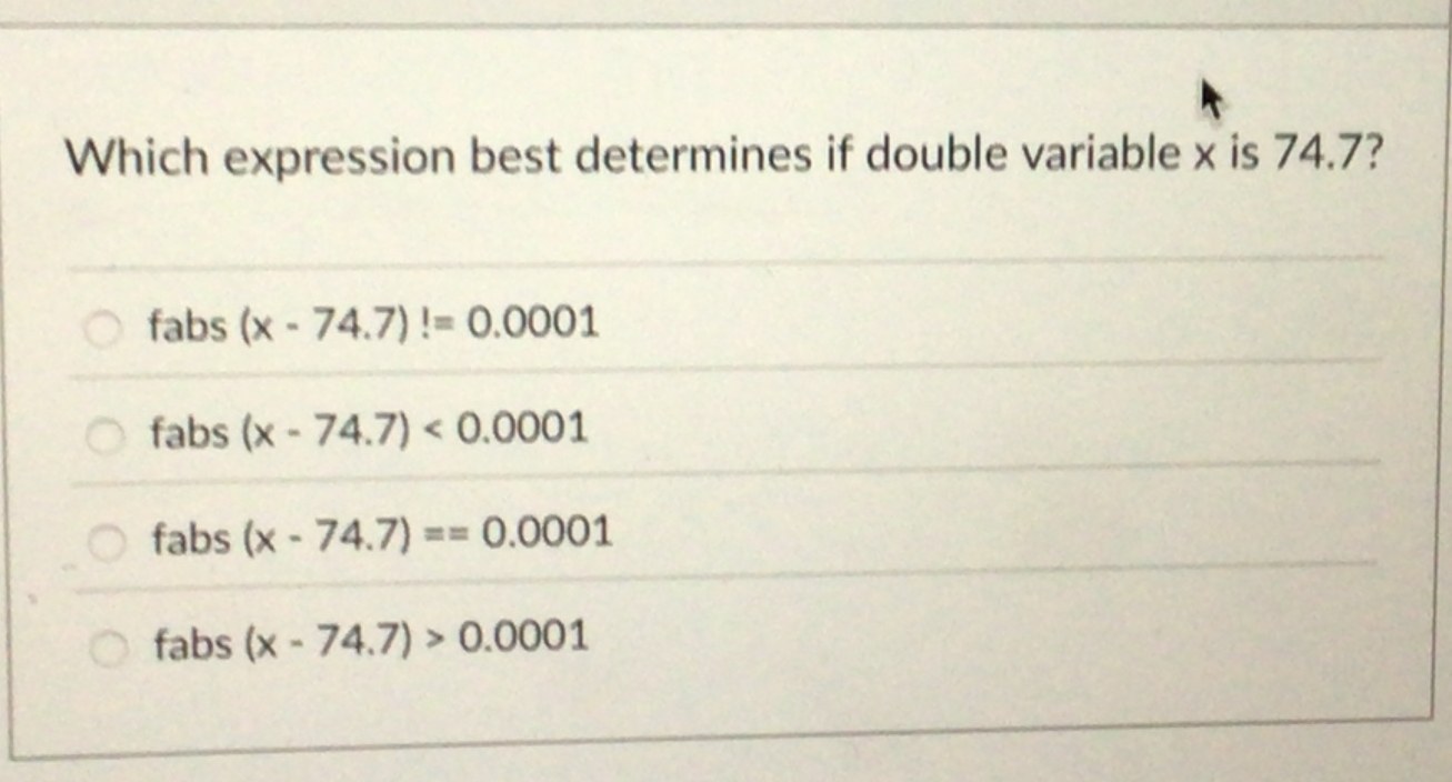 Solved Which Expression Best Determines If Double Variable X 6152