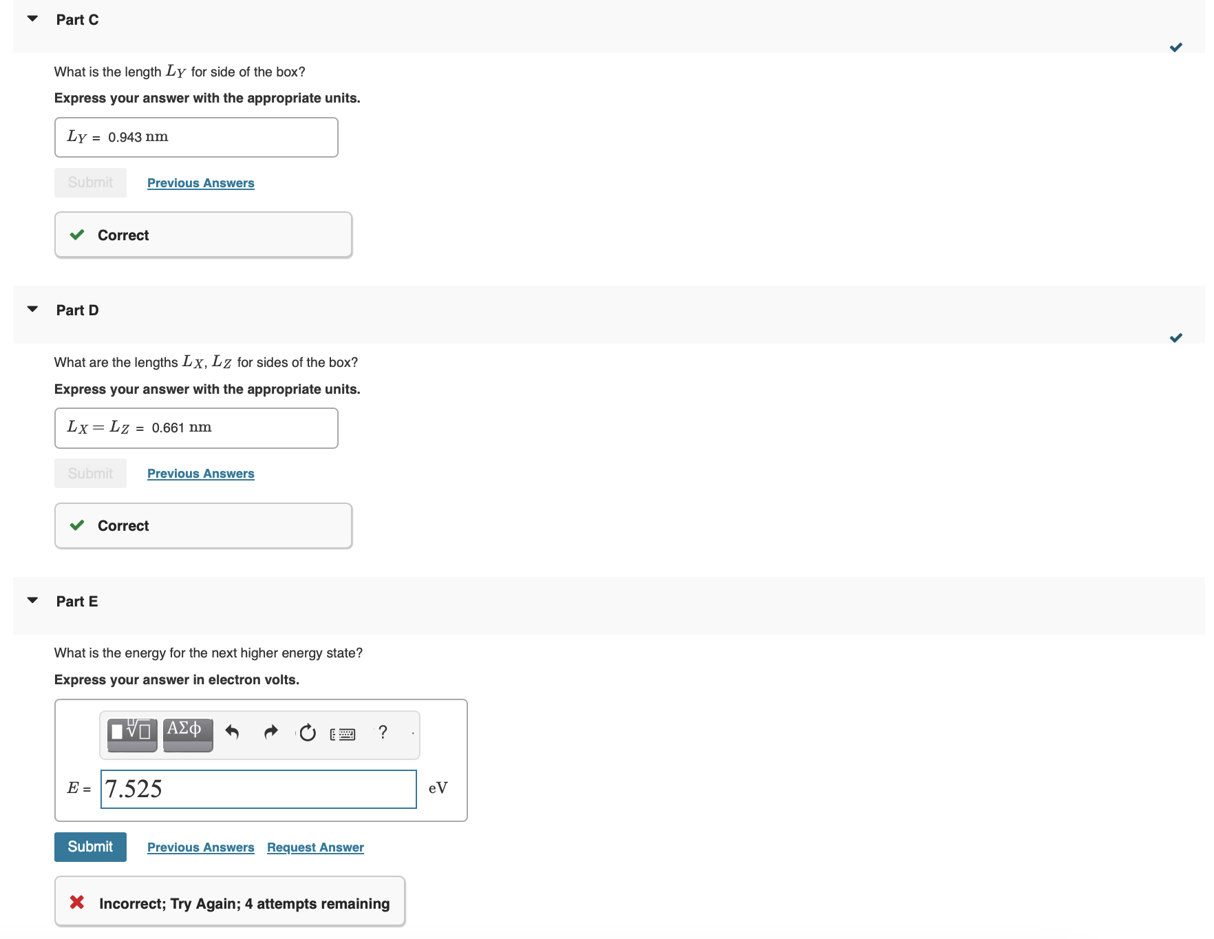 Solved An electron is in a three-dimensional box. The x - | Chegg.com