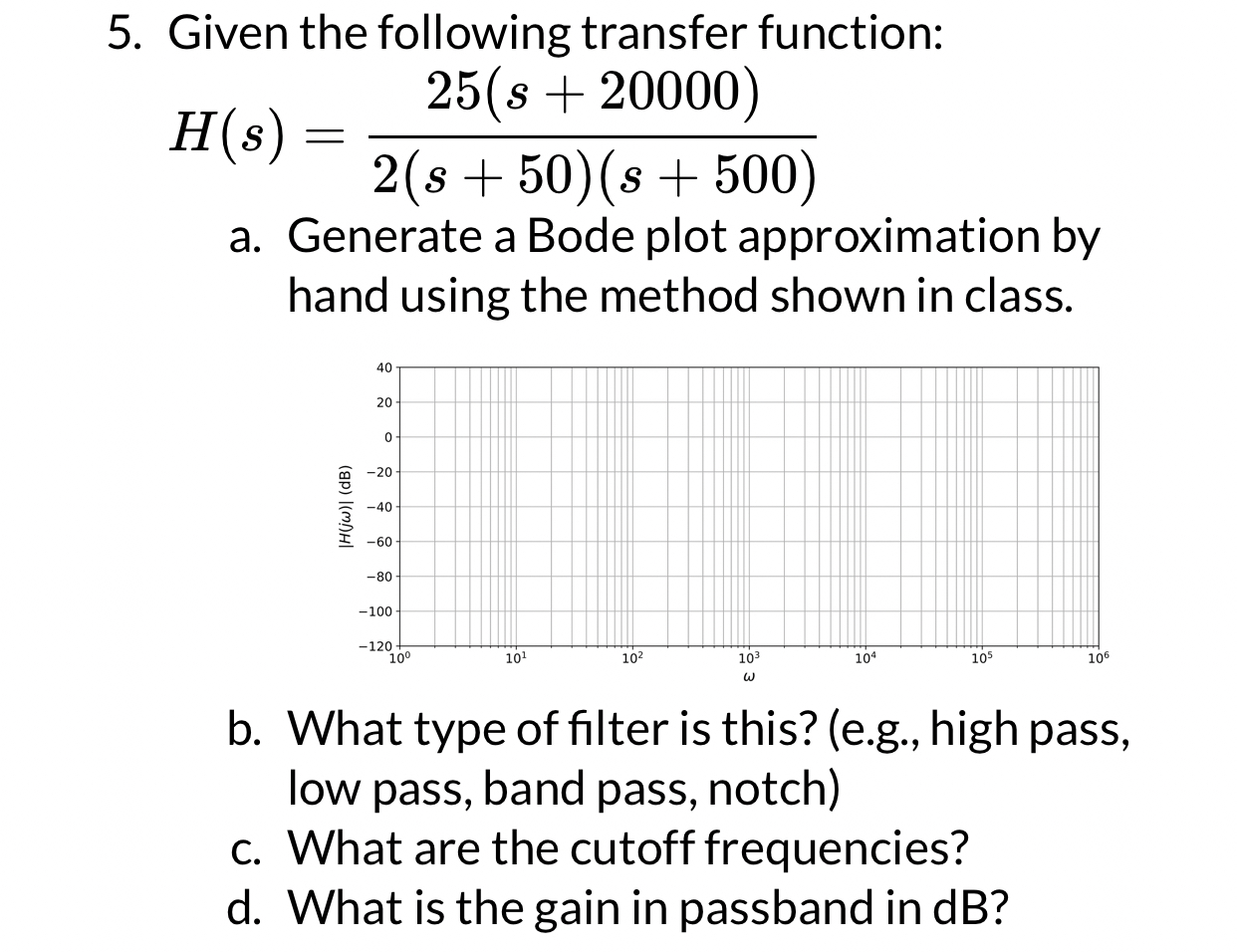 Solved Given the following transfer | Chegg.com